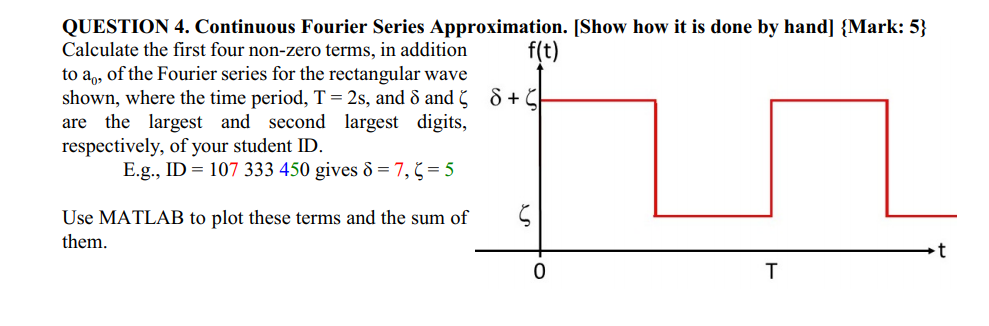 QUESTION 4. Continuous Fourier Series Approximation. | Chegg.com