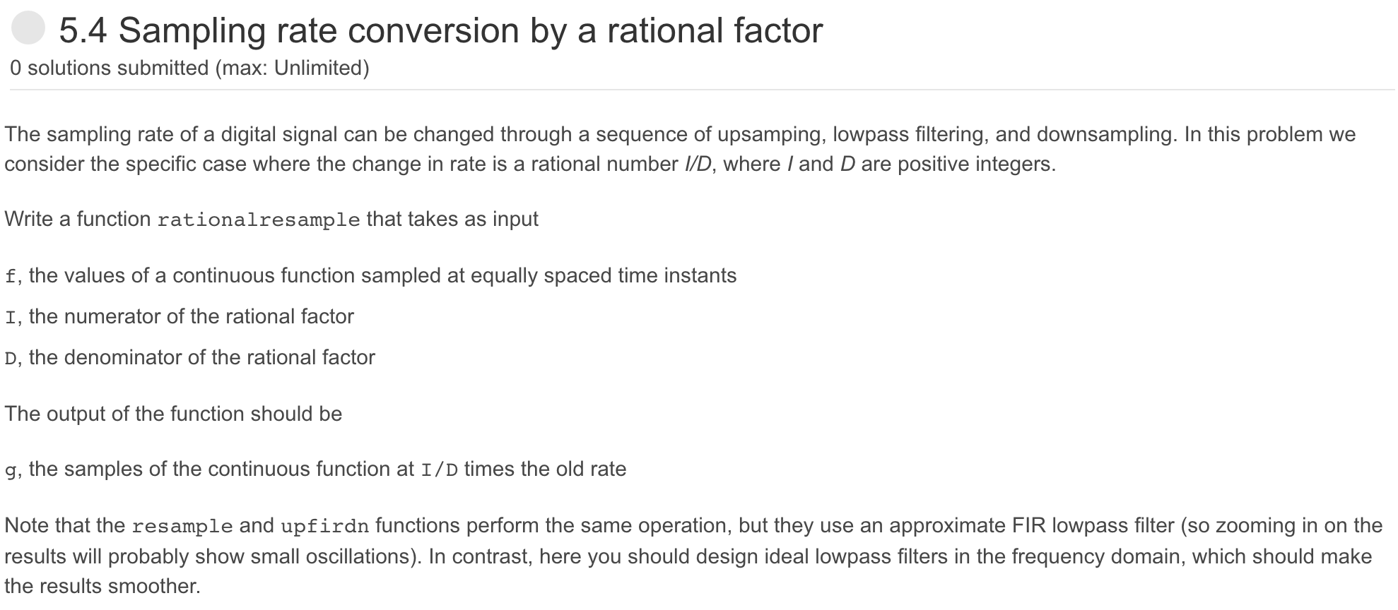 5.4 Sampling rate conversion by a rational factor O | Chegg.com