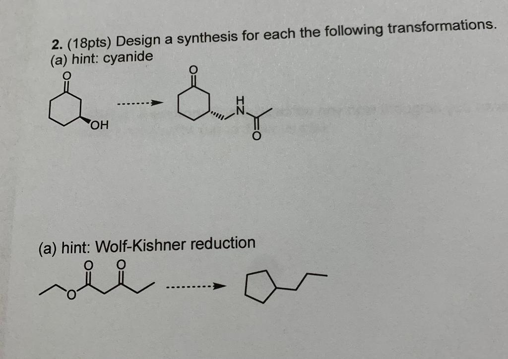 Solved 2. (18pts) Design a synthesis for each the following | Chegg.com