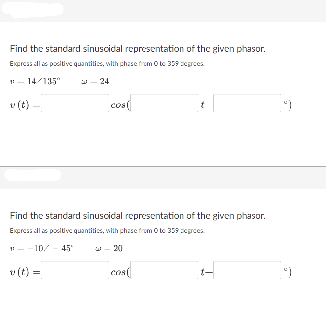 Solved Find the standard sinusoidal representation of the | Chegg.com