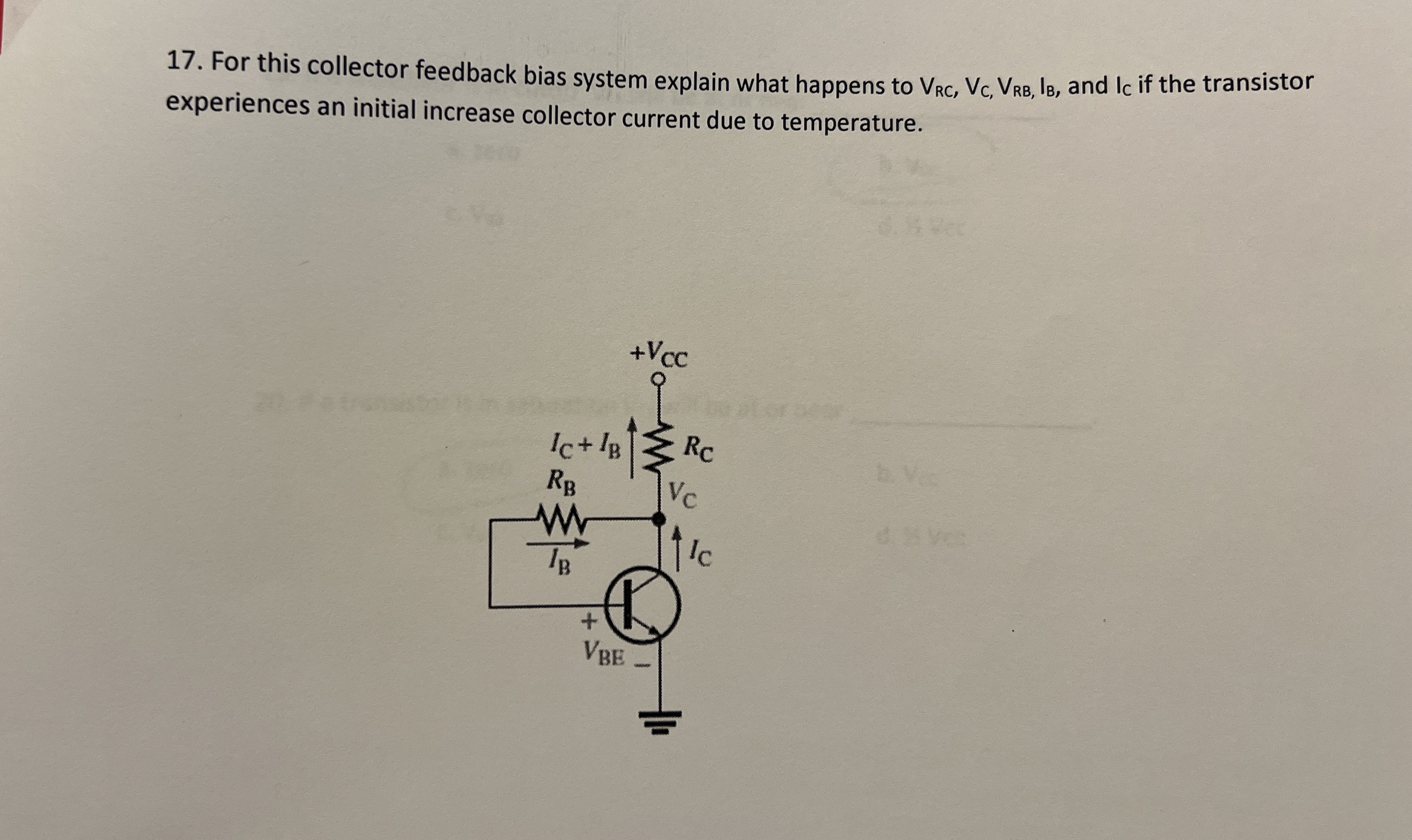 Solved For this collector feedback bias system explain what | Chegg.com