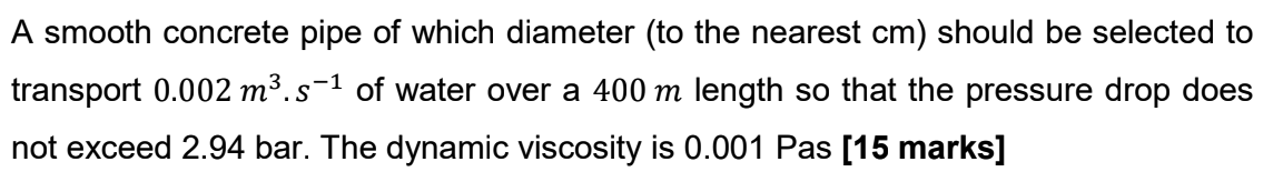 Solved A smooth concrete pipe of which diameter (to the | Chegg.com