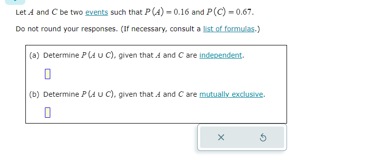 Solved Let A and C be two events such that P(A)=0.16 and | Chegg.com