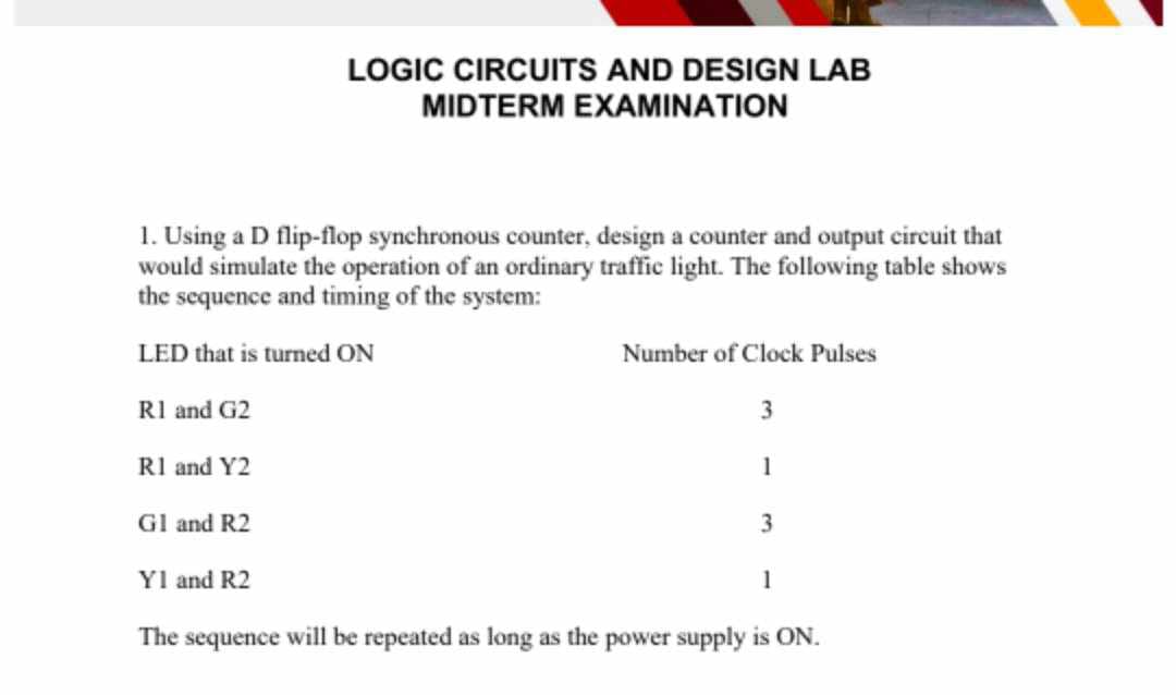Solved LOGIC CIRCUITS AND DESIGN LAB MIDTERM EXAMINATION 1. | Chegg.com