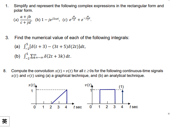 Solved 1. Simplify and represent the following complex | Chegg.com