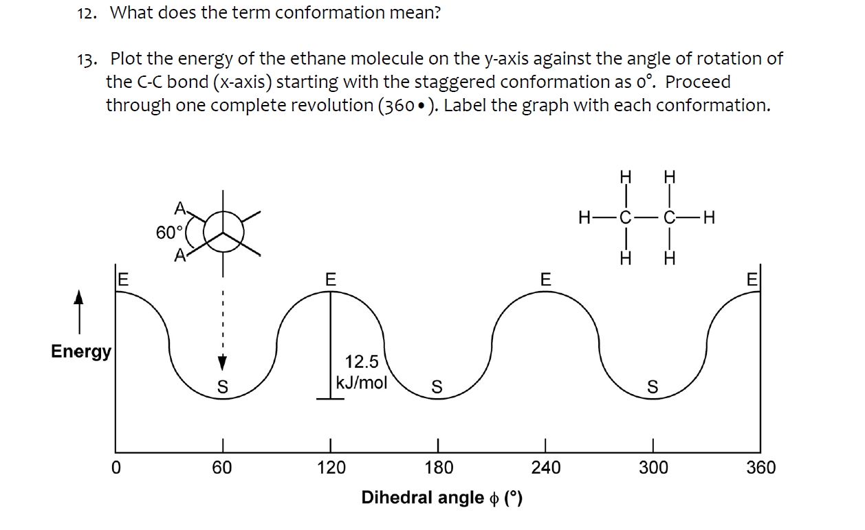 Solved 12. What does the term conformation mean? 13. Plot | Chegg.com
