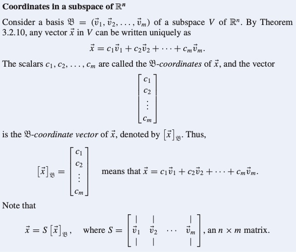 Solved Coordinates in a subspace of Rn Consider a basis | Chegg.com