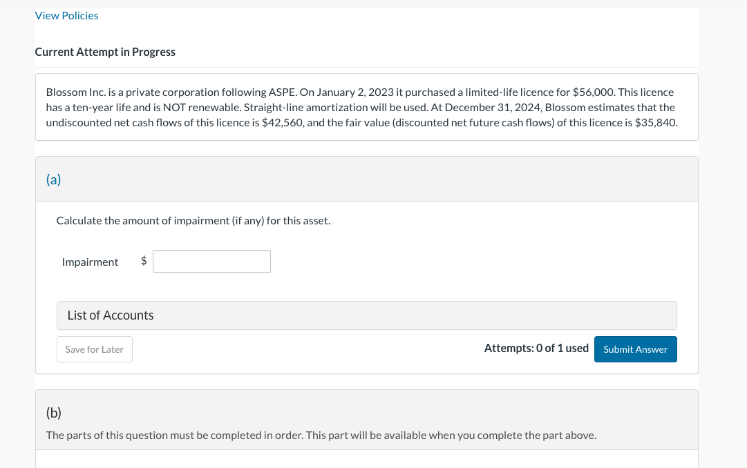 Solved View Policies Current Attempt in Progress Blossom | Chegg.com