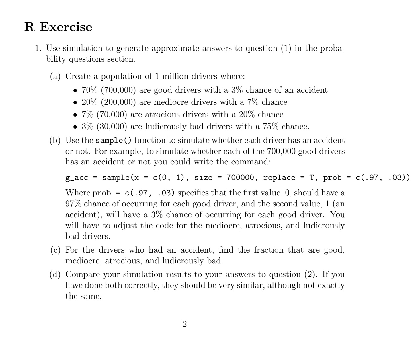 Solved Exercise 1. Use simulation to generate approximate | Chegg.com