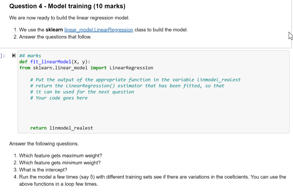 Solved Question 4 Model Training 10 Marks We Are Now 