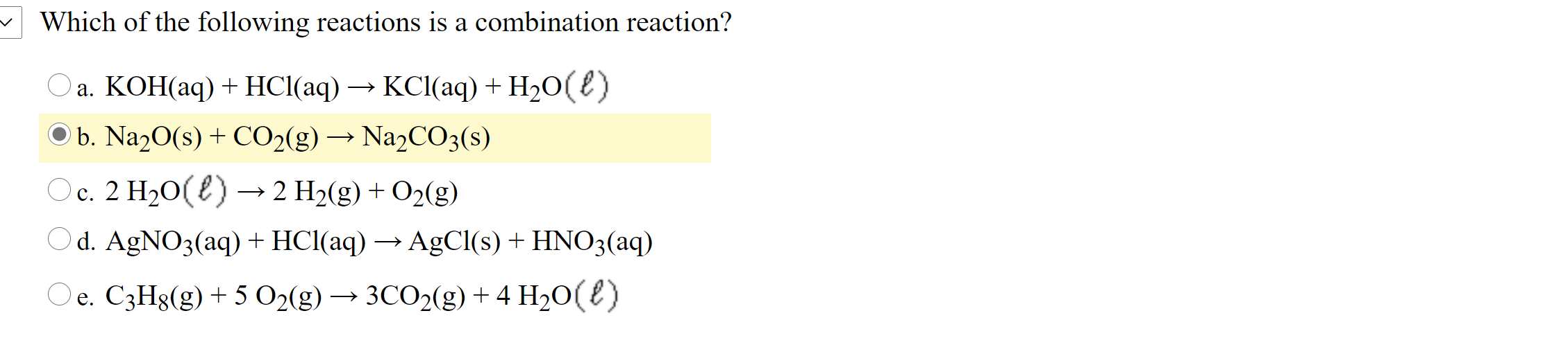 Solved Which of the following reactions is a combination | Chegg.com