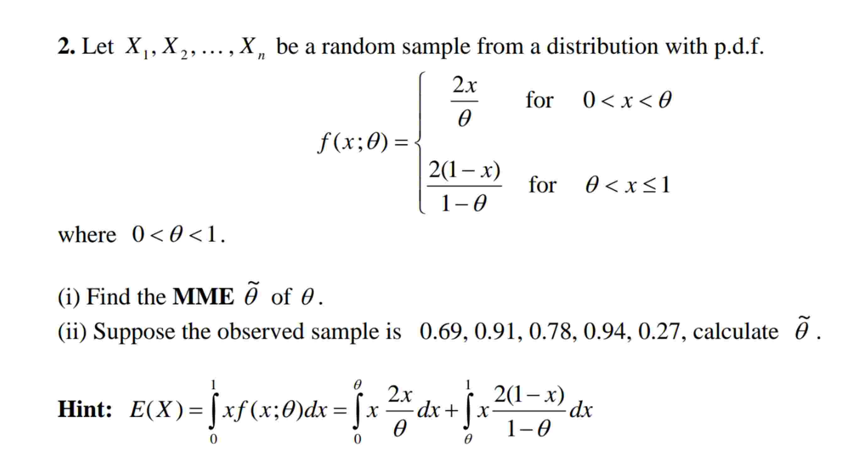 Solved Let x1,x2,dots,xn be ﻿a random sample from a | Chegg.com
