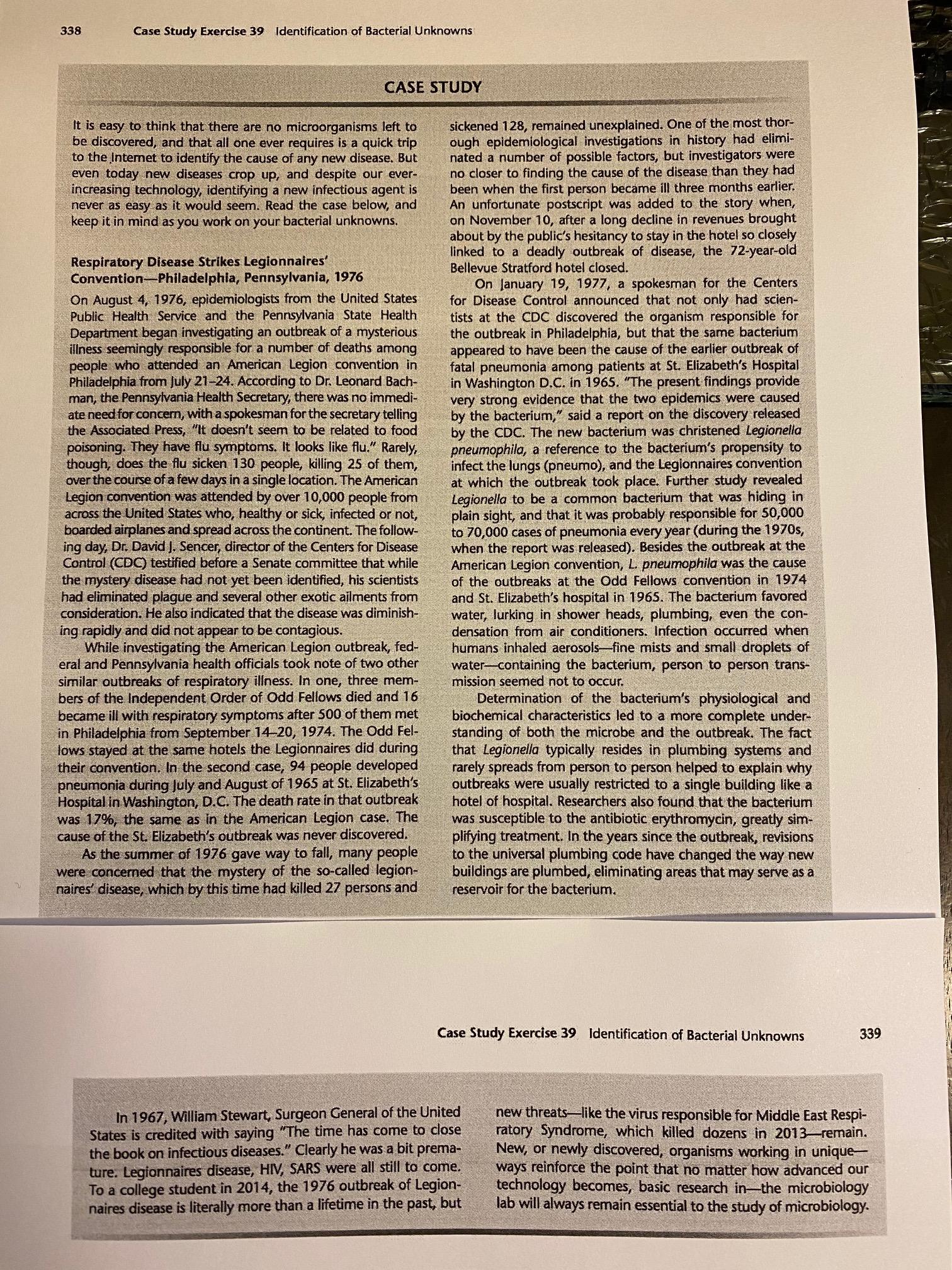 Solved Laboratory Applications in Microbiology A Case | Chegg.com