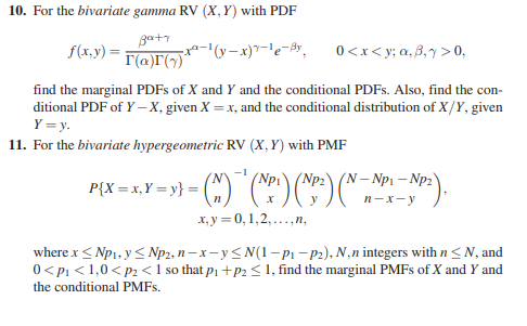 10. For the bivariate gamma RV (X, Y) with PDF find | Chegg.com