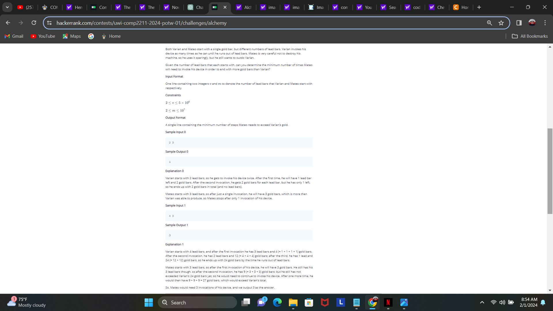 Solved Varian and Mateo are alchemists trying to outdo each | Chegg.com