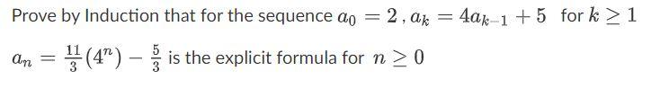 Solved Prove by Induction that for the sequence | Chegg.com