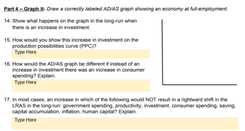 Solved Part 4 - Graph It- Draw a correctly labeled AD/AS | Chegg.com