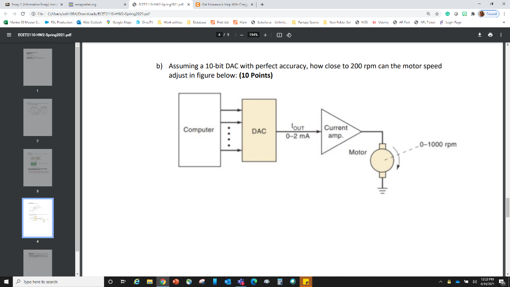Solved b) Assuming a 10-bit DAC with perfect accuracy, how | Chegg.com