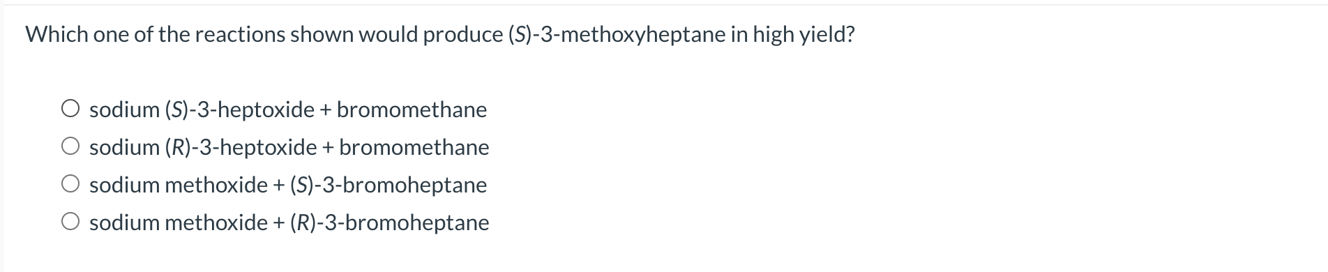 Solved Which one of the reactions shown would produce | Chegg.com