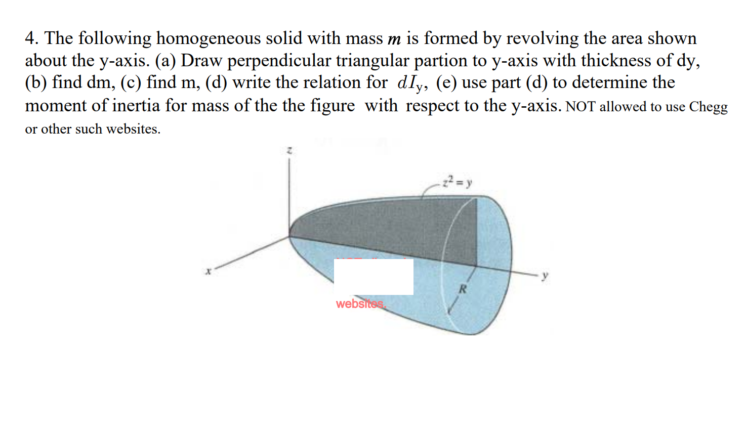 Solved 4. The following homogeneous solid with mass m is | Chegg.com