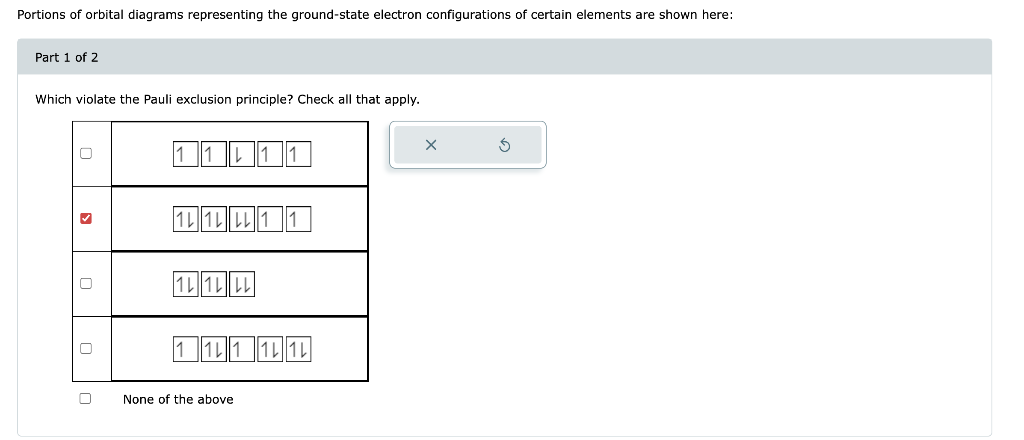 Solved Which violate the Pauli exclusion principle? Check | Chegg.com