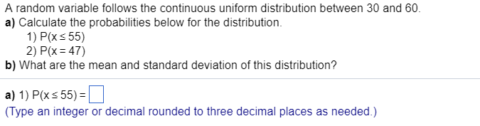 Solved A random variable follows the continuous uniform | Chegg.com