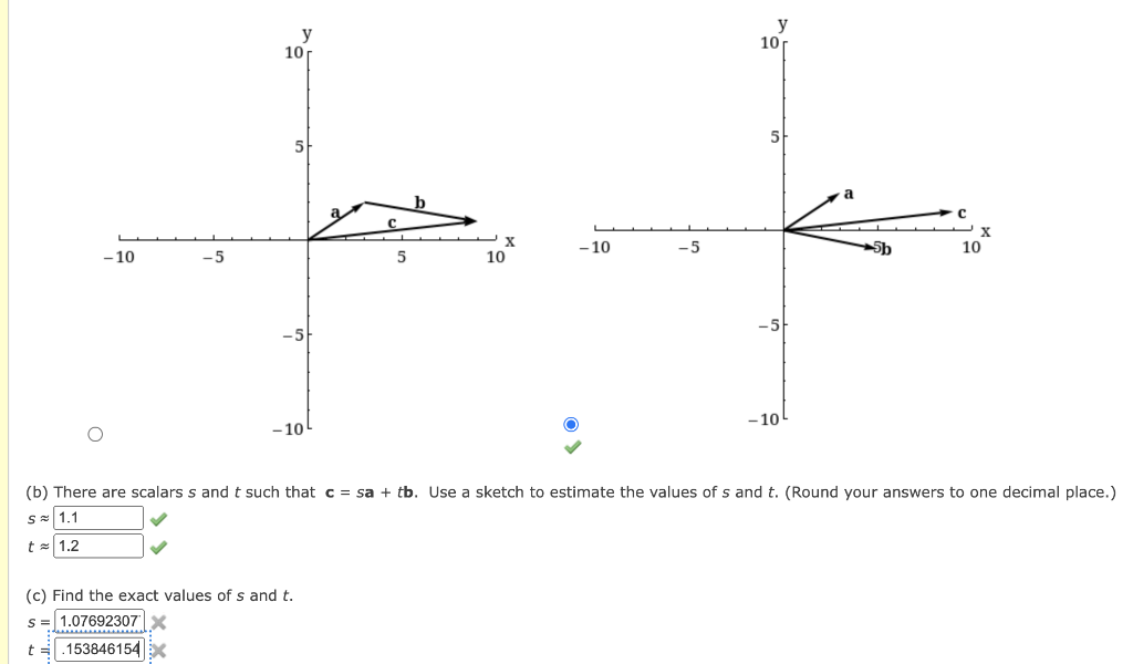 Solved (a) Draw the vectors a= 3,2 ,b= 5,−1 , and c= 9,1 .0) | Chegg.com