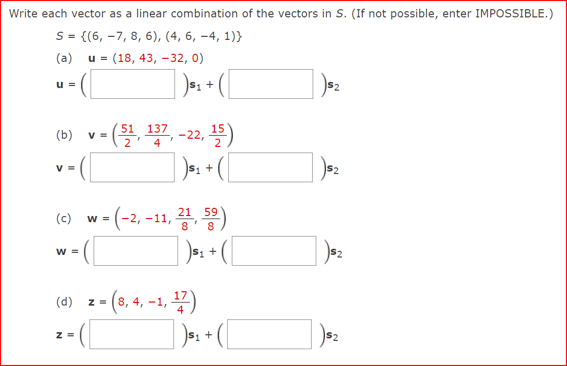 Solved Write each vector as a linear combination of the | Chegg.com