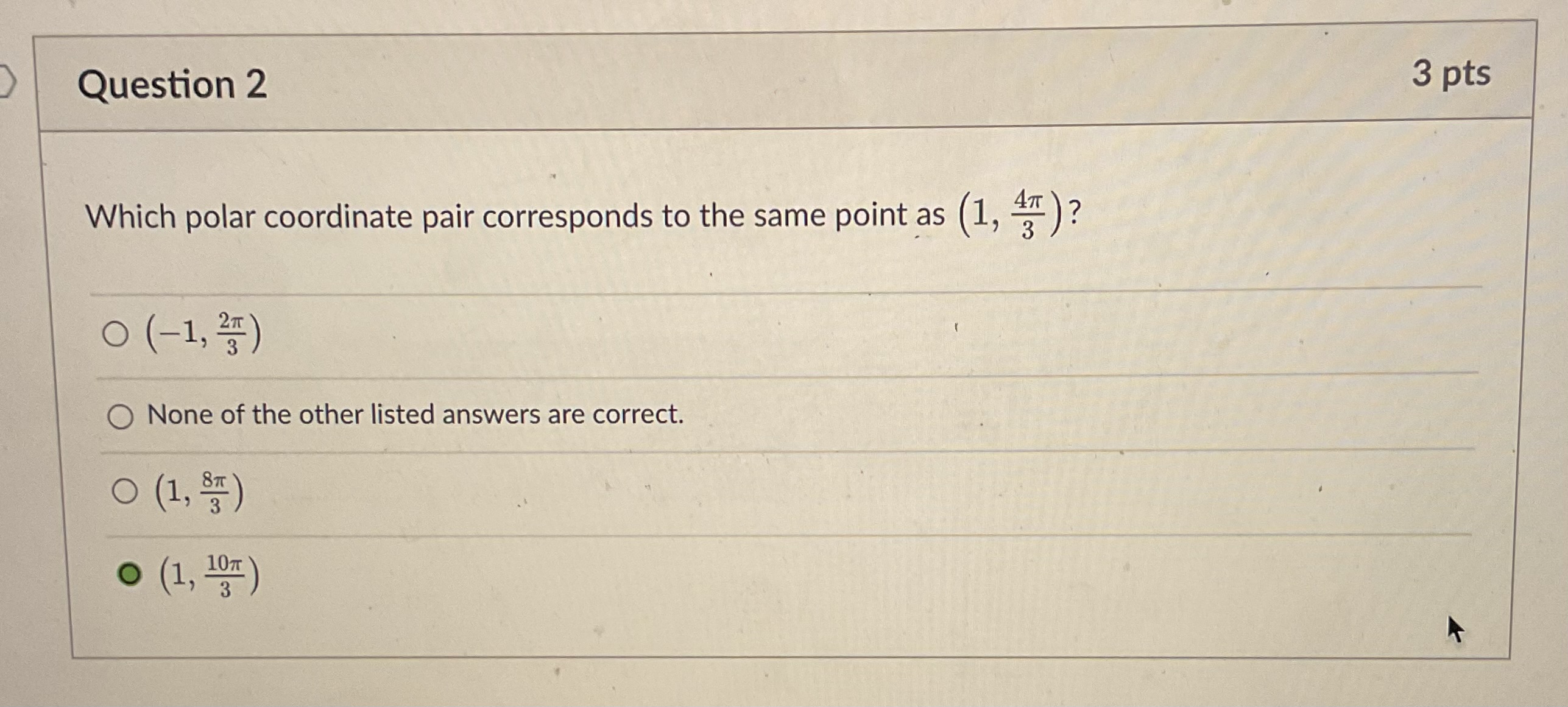 Solved Which polar coordinate pair corresponds to the same | Chegg.com