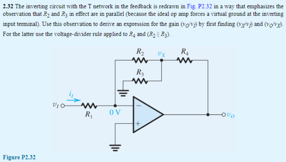 Solved 2.32 The inverting circuit with the T network in the | Chegg.com