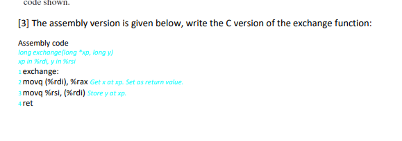 Solved code shown. [3] The assembly version is given below, | Chegg.com