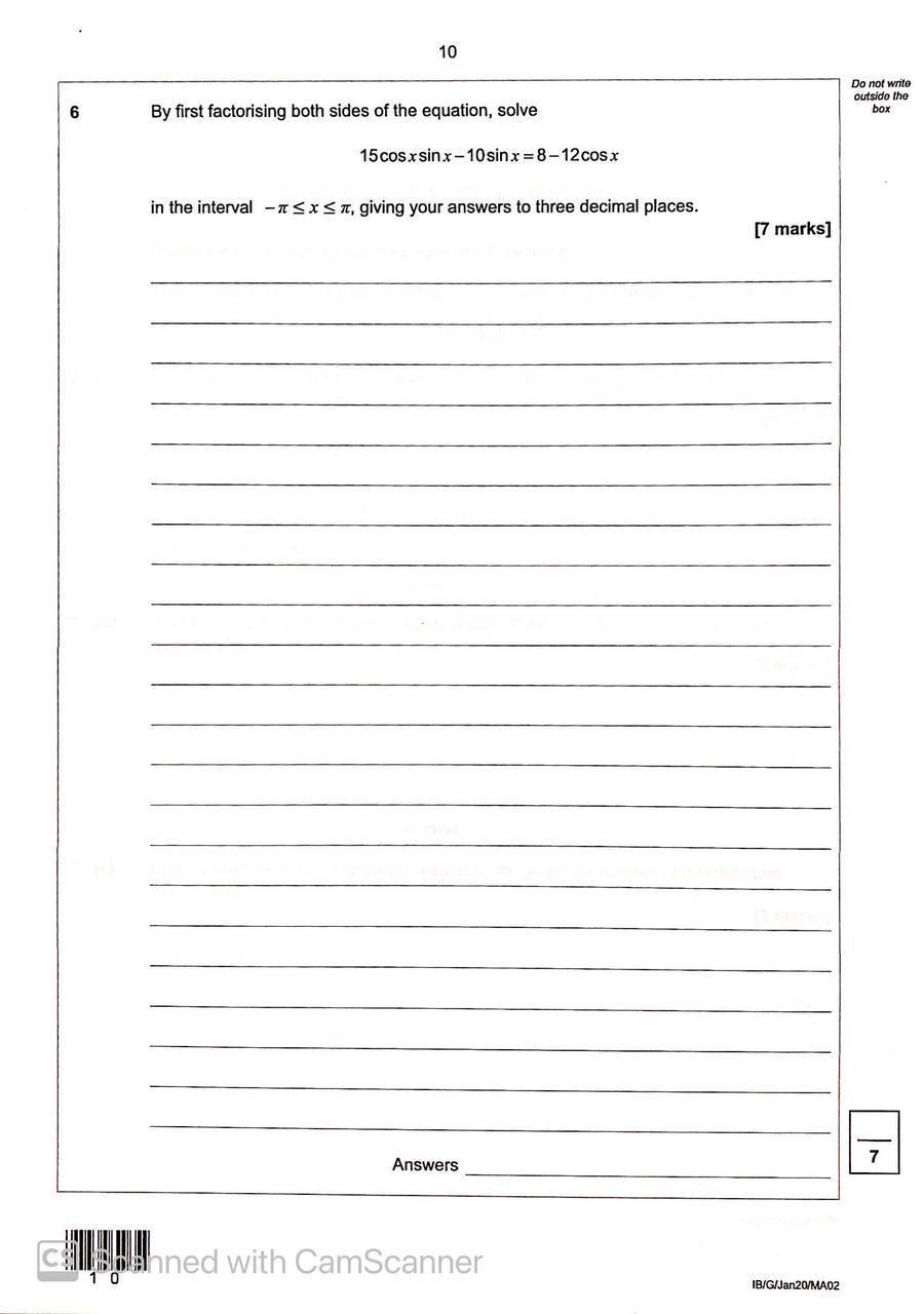 Solved 10 Do not write outside the box 6 By first | Chegg.com