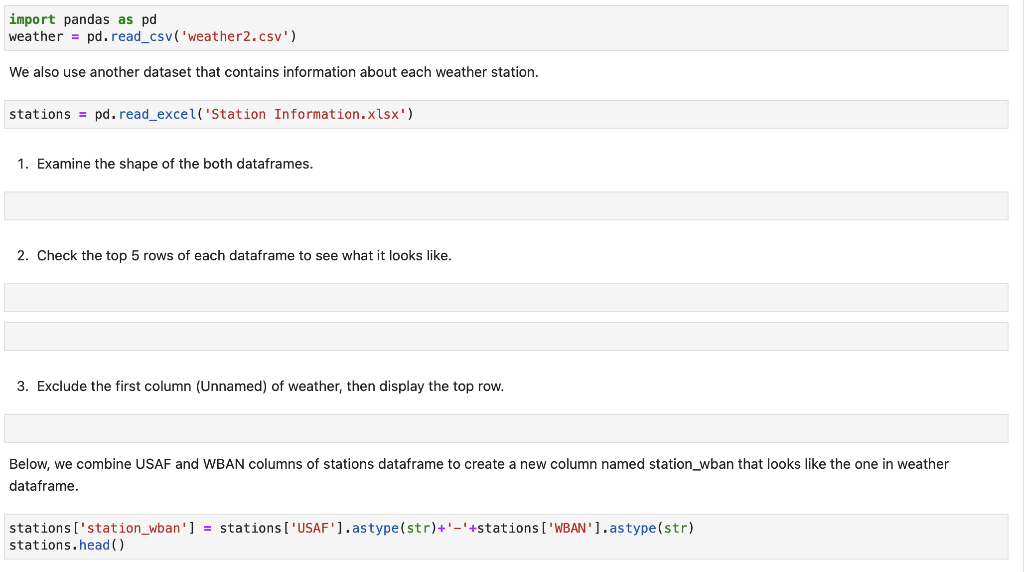 import pandas as pd weather = pd. | Chegg.com