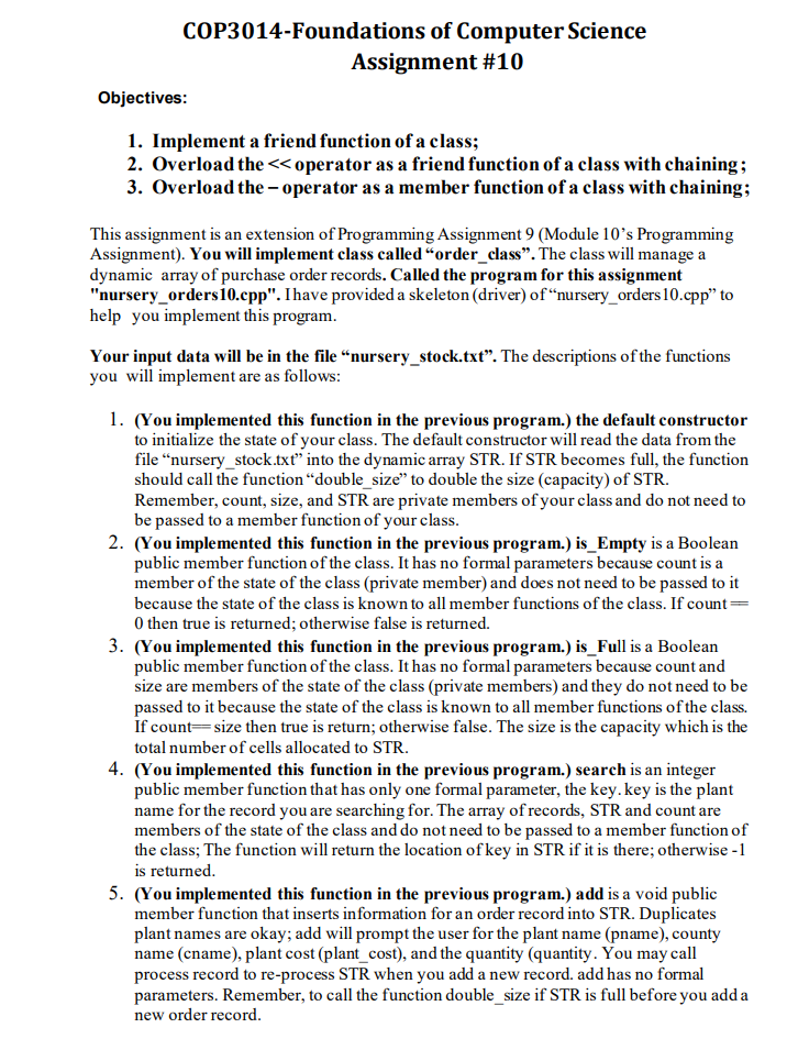 COP3014-Foundations of Computer Science Assignment | Chegg.com