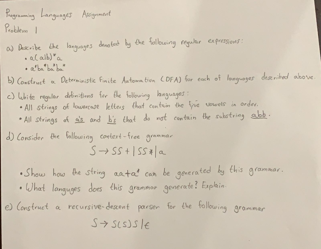 Solved Programming Languages Assignment Problem I as | Chegg.com