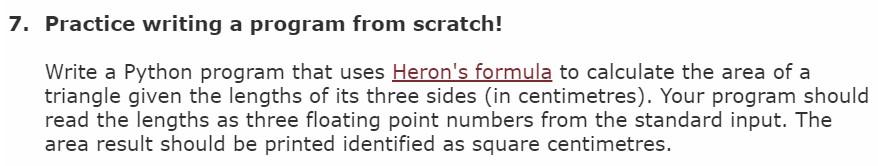 Solved 7. Practice writing a program from scratch! Write a | Chegg.com