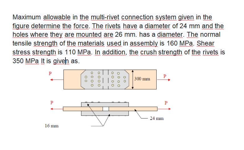 Solved Maximum allowable in the multi-rivet connection | Chegg.com