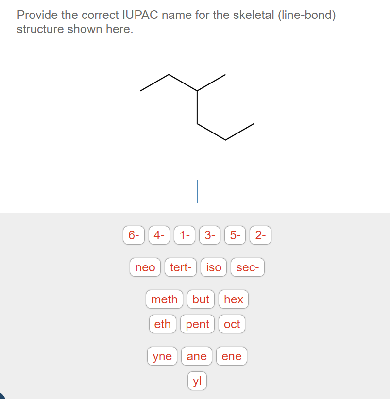 Solved Provide the correct IUPAC name for the skeletal | Chegg.com