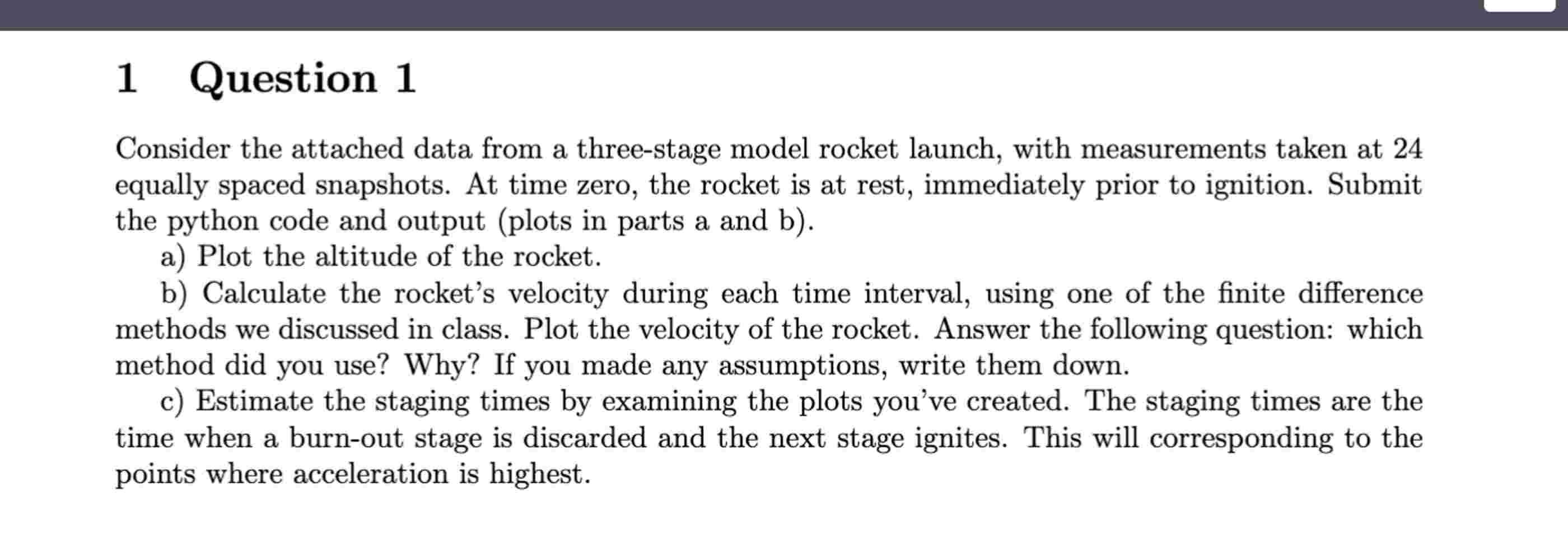 1 ﻿Question 1Consider the attached data from a | Chegg.com