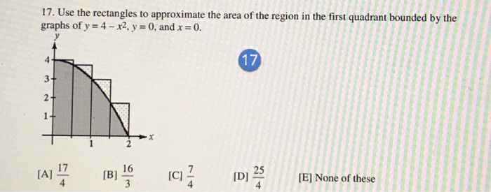 Solved 17. Use the rectangles to approximate the area of the | Chegg.com