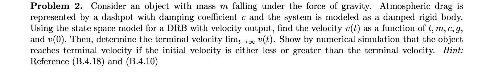 Solved Problem 2. Consider an object with mass m falling | Chegg.com