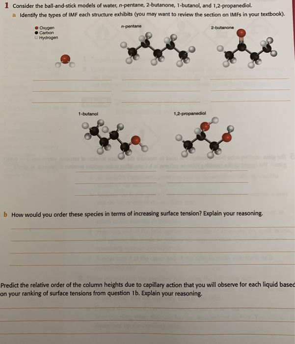 Solved 1 Consider the ball-and-stick models of water, | Chegg.com