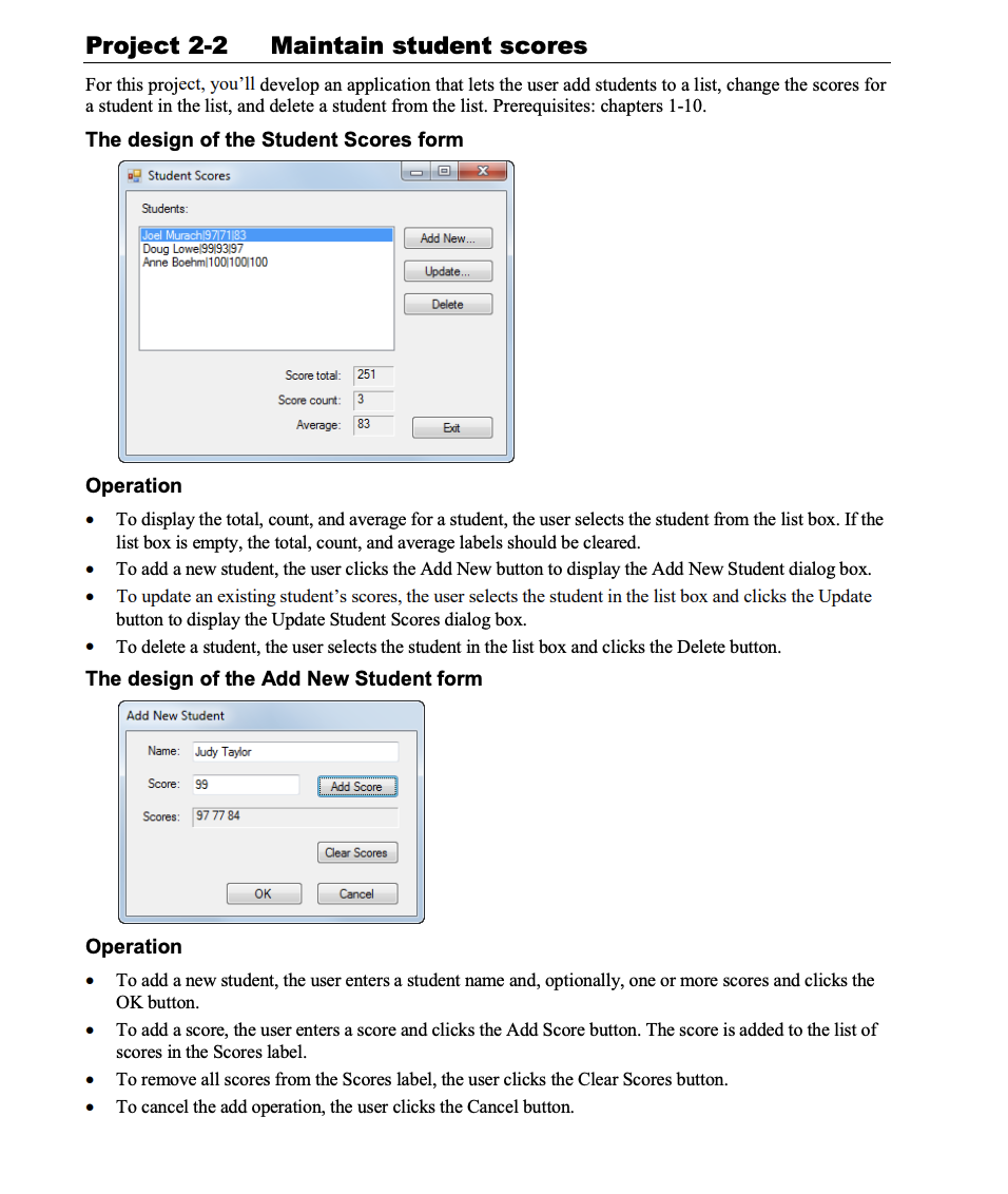 Project 2-2 Maintain student scores For this project, | Chegg.com