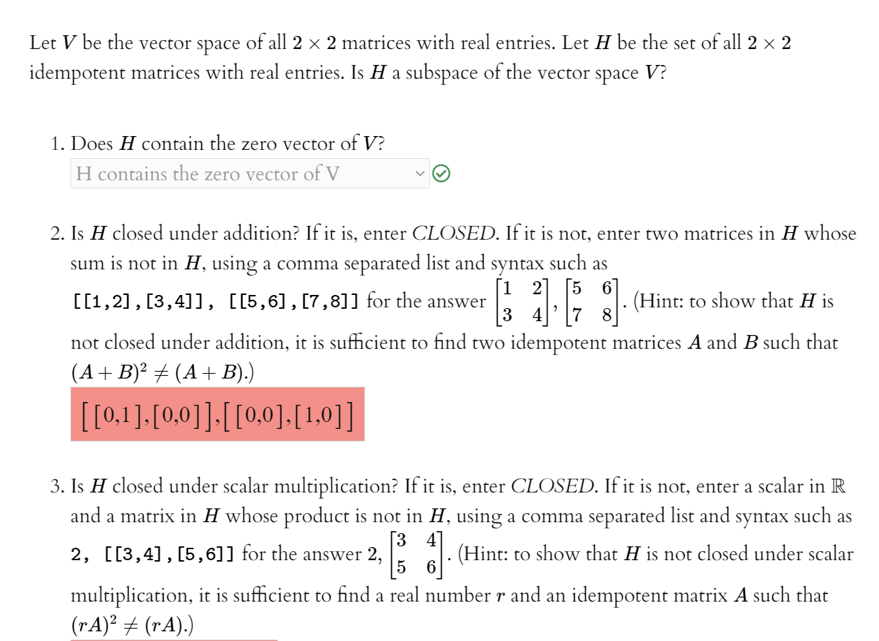 Solved Let V be the vector space of all 2 x 2 matrices with | Chegg.com