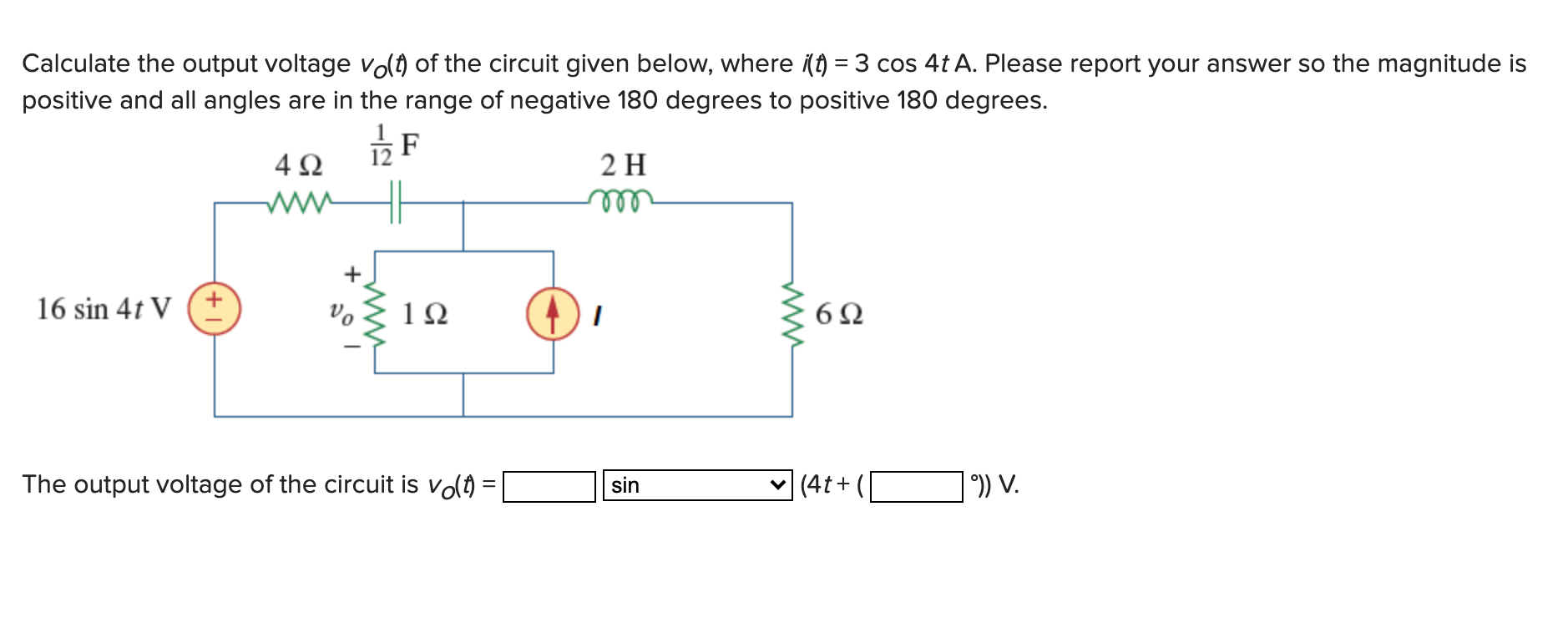Solved - Calculate the output voltage volt) of the circuit | Chegg.com