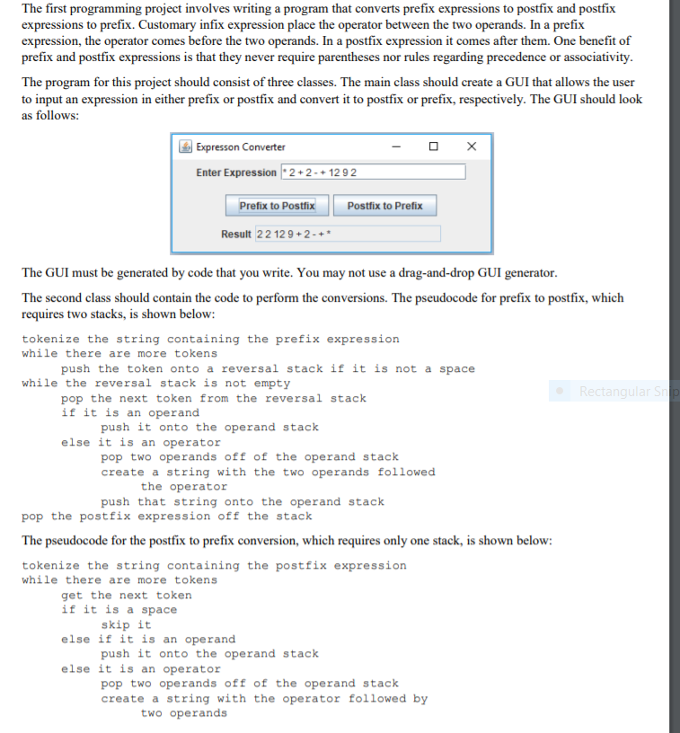 The first programming project involves writing a | Chegg.com