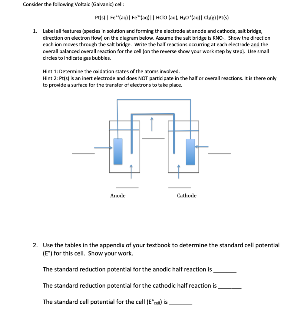 Solved Consider the following Voltaic (Galvanic) cell: Pt(s) | Chegg.com