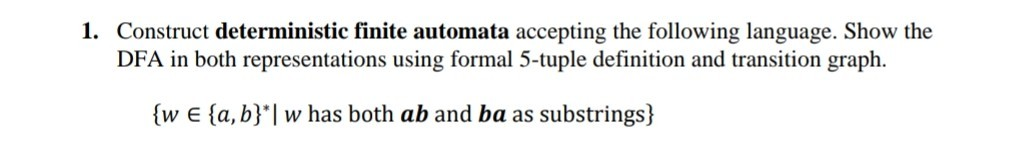 Solved 1 Construct Deterministic Finite Automata Accepting