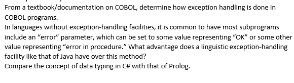 Solved From a textbook/documentation on COBOL, determine how | Chegg.com