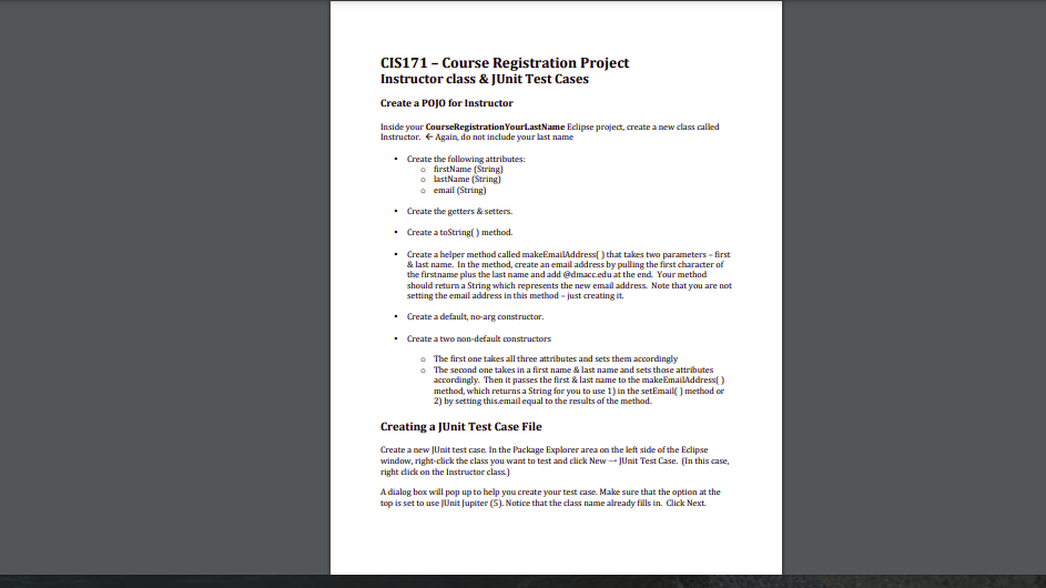 Solved CIS171 - Course Registration Project Instructor class | Chegg.com